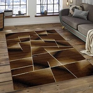 champion rugs indoor abstract lines geometric fabric brown area rug (2’ x 7’ runner)