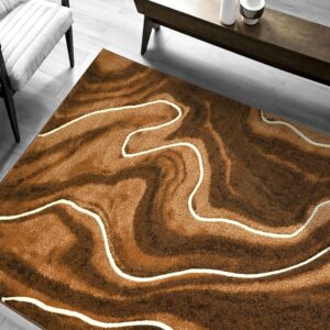 hr mocha brown and beige modern contemporary abstract area rugs marble pattern