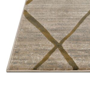 HR Brown Mocha Modern Geometric Diamond Pattern Contemporary Abstract Area Rug