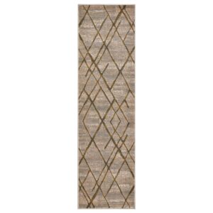 HR Brown Mocha Modern Geometric Diamond Pattern Contemporary Abstract Area Rug