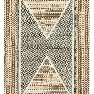 CASAVANI Collection Runner - 5x10 Area Rug Black & Brown Cotton Dhurrie Geometric Kilim Rug Indoor Outdoor Use Carpet Flatweave Rugs for Home & Foyer Corridor Hallway & Stair Runner