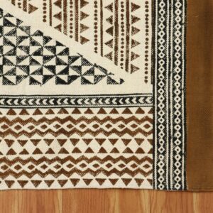 CASAVANI Collection Runner - 5x10 Area Rug Black & Brown Cotton Dhurrie Geometric Kilim Rug Indoor Outdoor Use Carpet Flatweave Rugs for Home & Foyer Corridor Hallway & Stair Runner