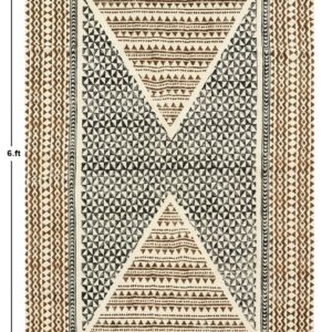 CASAVANI Collection Runner - 5x10 Area Rug Black & Brown Cotton Dhurrie Geometric Kilim Rug Indoor Outdoor Use Carpet Flatweave Rugs for Home & Foyer Corridor Hallway & Stair Runner