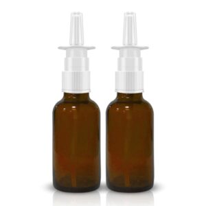 vigor path glass 1 oz nasal sprayer - empty, refillable, travel-sized solution for saline applications - quality glass construction! (amber)