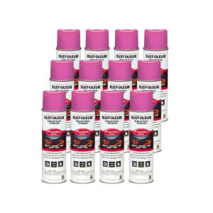 rust-oleum industrial choice 1868838-12pk inverted water-based marking spray paint, 17 oz, safety purple, 12 pack