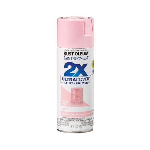 Rust-Oleum 334028 Painter's Touch 2X Ultra Cover Spray Paint, 12 oz, Gloss Candy Pink