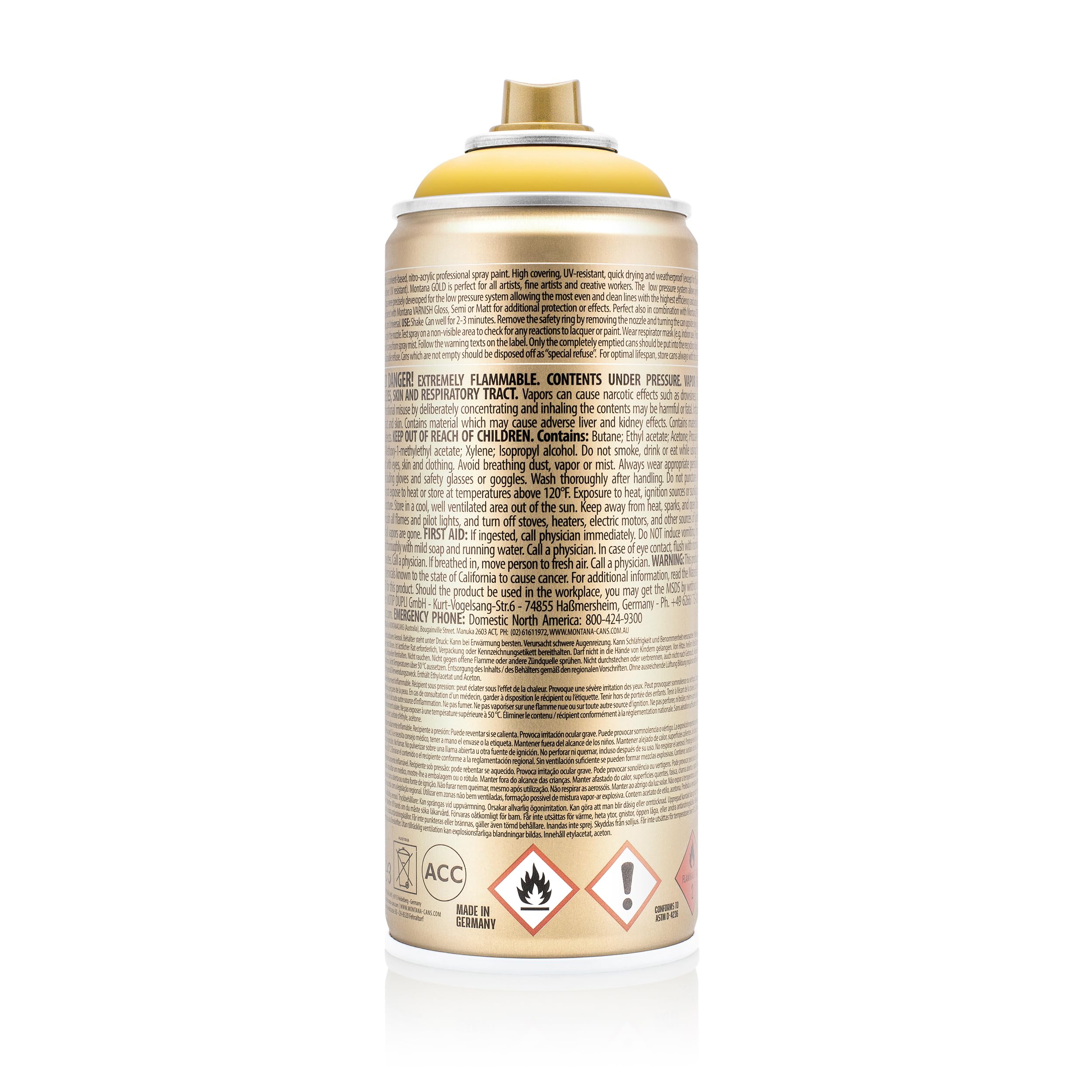 Montana Cans GOLD Spray Paint, 400ml, Yellow Submarine,MXG-G1210