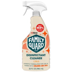 family guard brand disinfectant spray trigger & multi surface cleaner, antibacterial spray, expertly formulated for use in homes with children & pets, citrus scent, 32 oz (pack of 1)