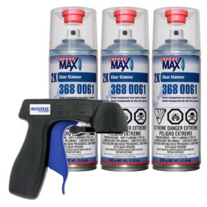 spraymax 2k clear coat aerosol spray cans - 3 pack - high gloss automotive clear coat for car repair and new paint jobs - two stage clear coat - professional results - with master aerosol trigger