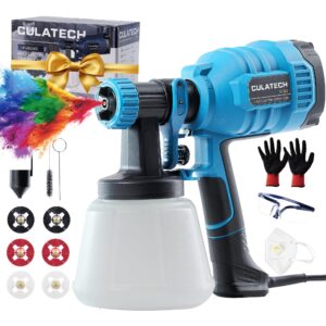 paint sprayer, 2024 culatech 700w upgraded hvlp electric paint gun, with 6 copper nozzles, long power cord, paint sprayers for home interior and exterior, furniture, fence, walls, diy works