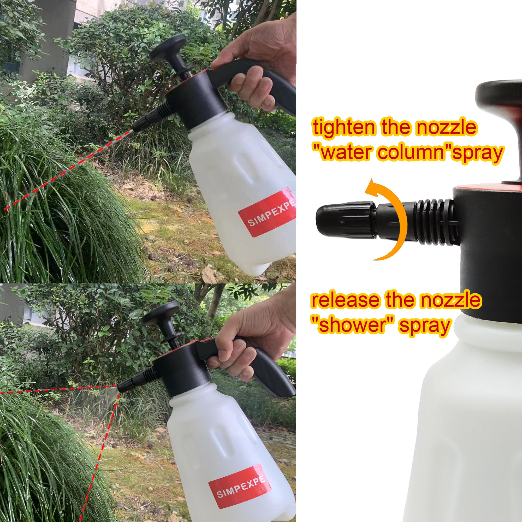 SIMPEXPE Handheld Garden Pump Sprayer， Lawn & Garden Pressure Water Spray Bottle with Adjustable Plastic Nozzle for Plants and Other Cleaning Solutions 0.5 Gal 2L