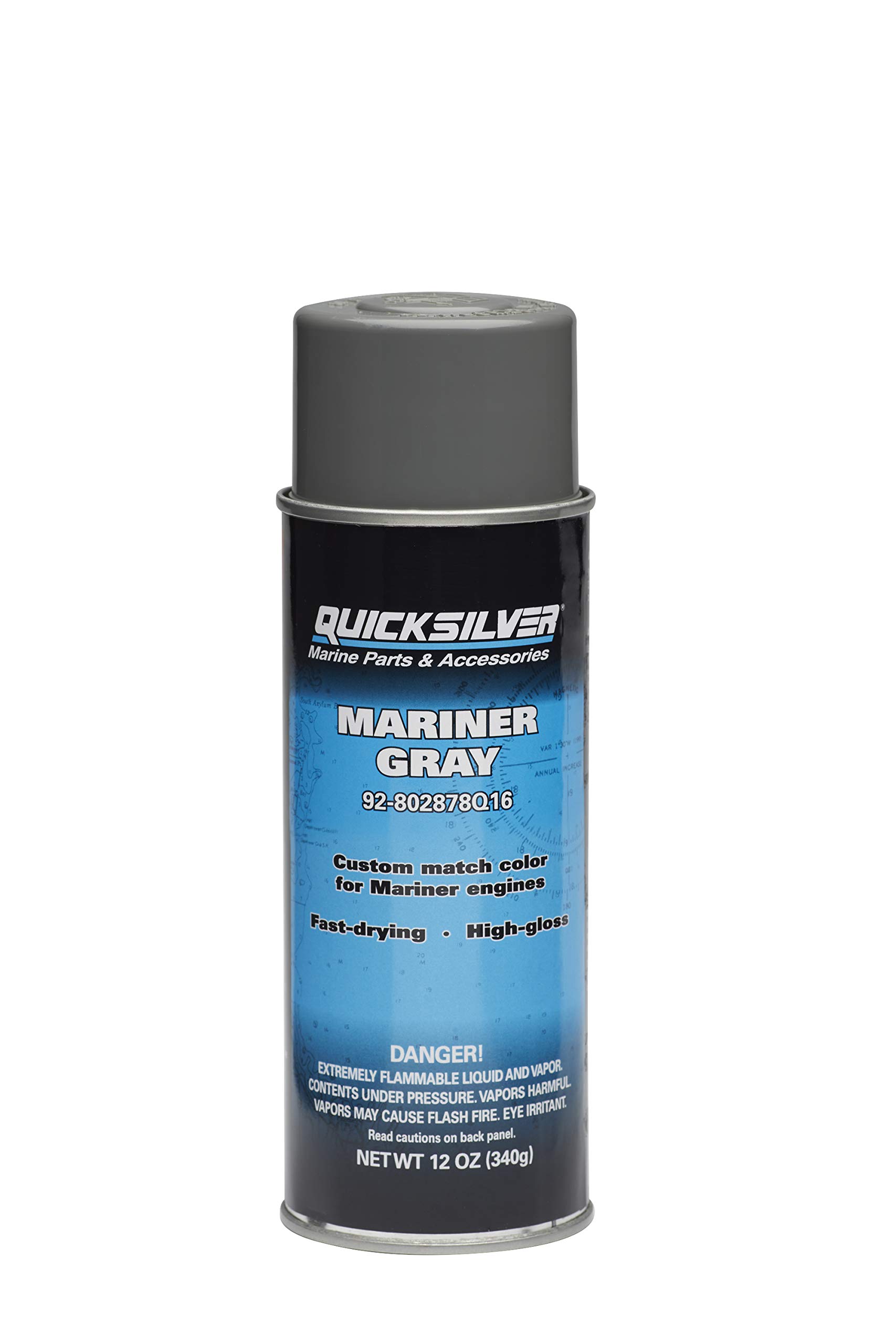 Quicksilver 802878A16 Mariner Gray Enamel Paint, 12 Oz. Spray Can