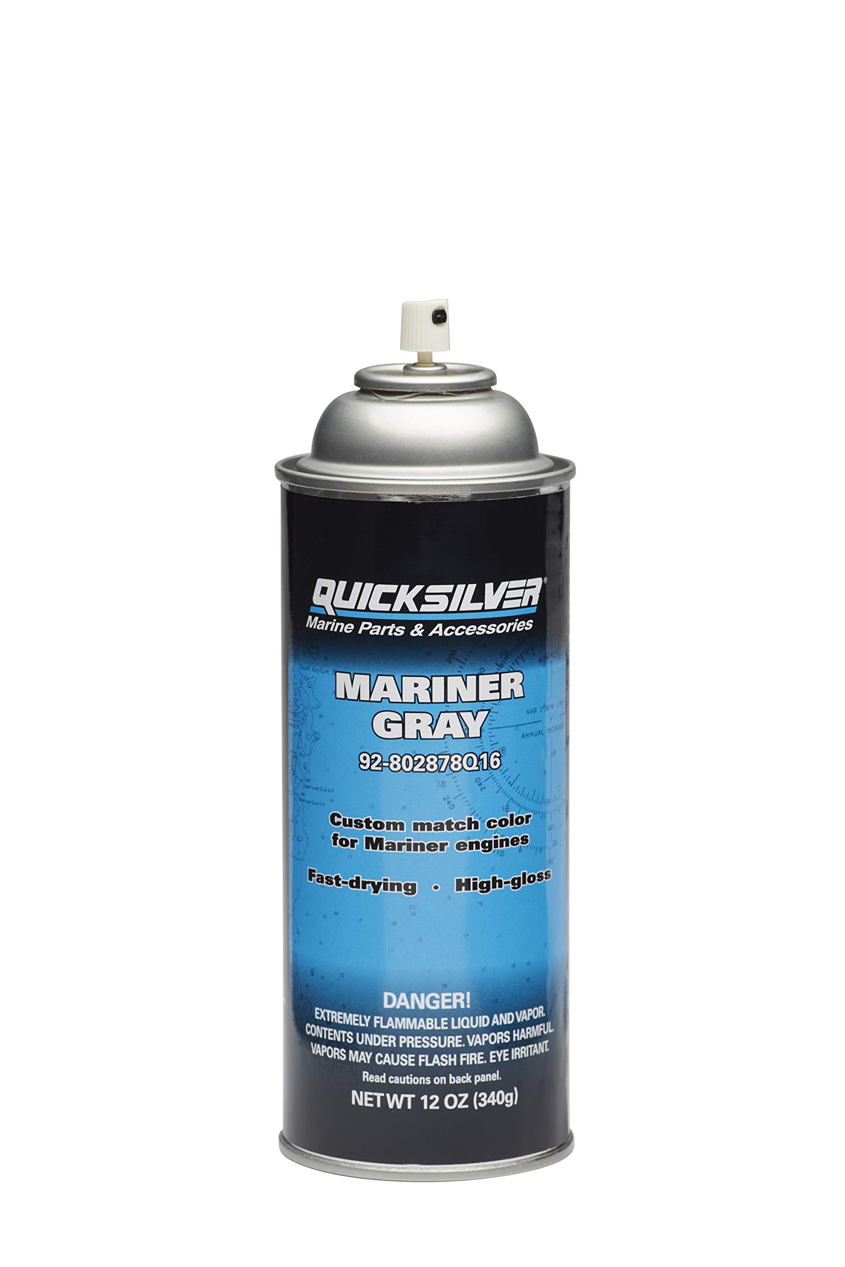 Quicksilver 802878A16 Mariner Gray Enamel Paint, 12 Oz. Spray Can