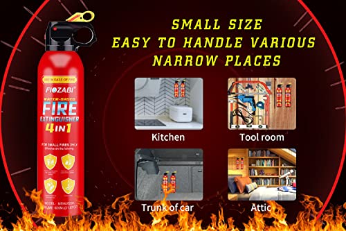 FIOZABI Portable Fire Extinguisher Spray With Bracket Can Prevent Re-Ignition,Best Suitable for The House/Car/Truck/Boat/Kitchen/Home Water-Based Fire Extinguishers Fire Type A/B/C/K 620ml (2 pack)