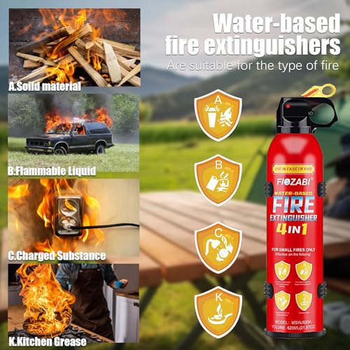 FIOZABI Portable Fire Extinguisher Spray With Bracket Can Prevent Re-Ignition,Best Suitable for The House/Car/Truck/Boat/Kitchen/Home Water-Based Fire Extinguishers Fire Type A/B/C/K 620ml (2 pack)