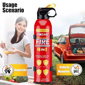 FIOZABI Portable Fire Extinguisher Spray With Bracket Can Prevent Re-Ignition,Best Suitable for The House/Car/Truck/Boat/Kitchen/Home Water-Based Fire Extinguishers Fire Type A/B/C/K 620ml (2 pack)