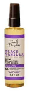 carol's daughter black vanilla hair sheen for curly, wavy or natural hair, hair shine spray and moisturizer for dry, dull or brittle hair, 4.3fl oz