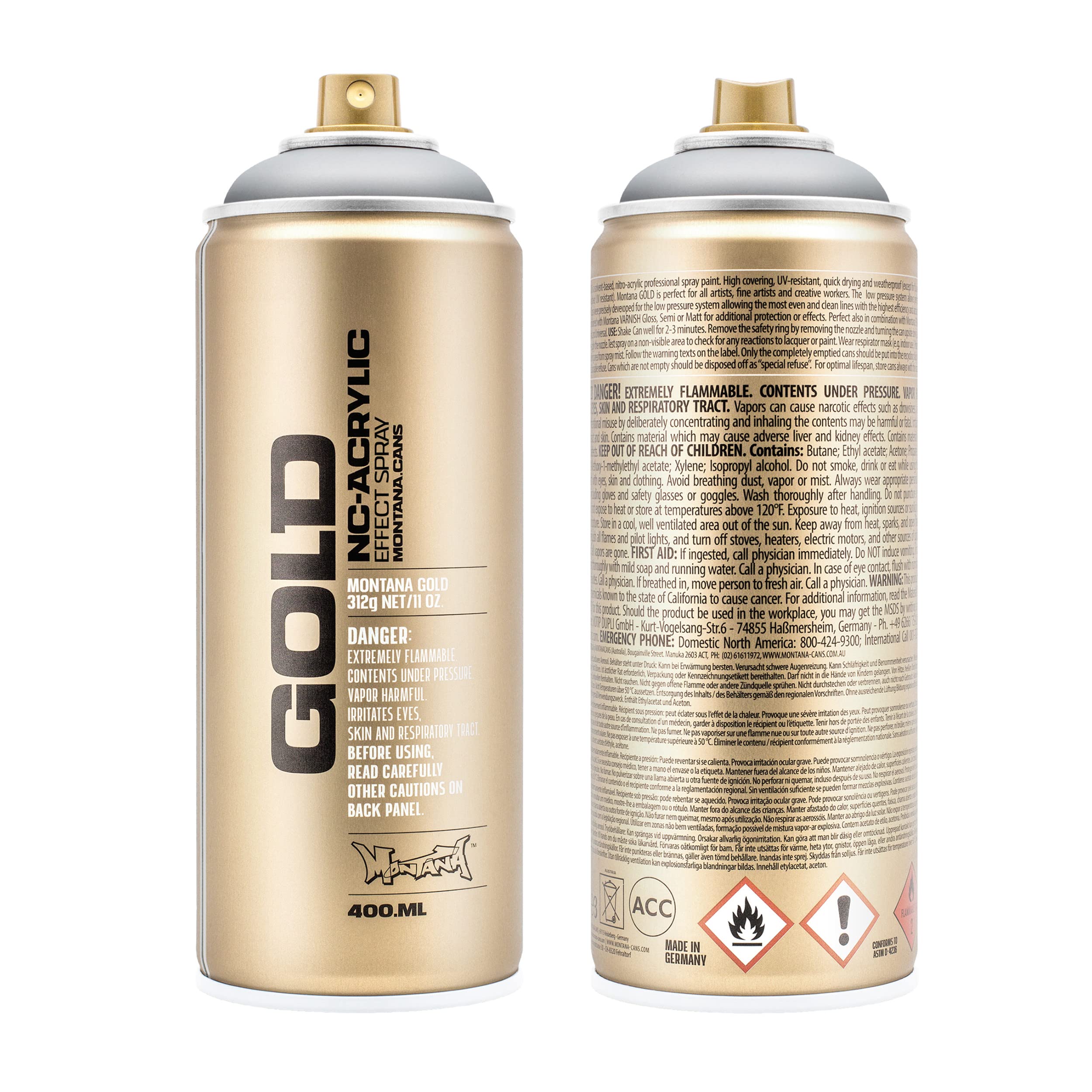 Montana Cans Montana GOLD 400 ml Color, Silver Matte Spray Paint, 13.52 Fl Oz (Pack of 1)