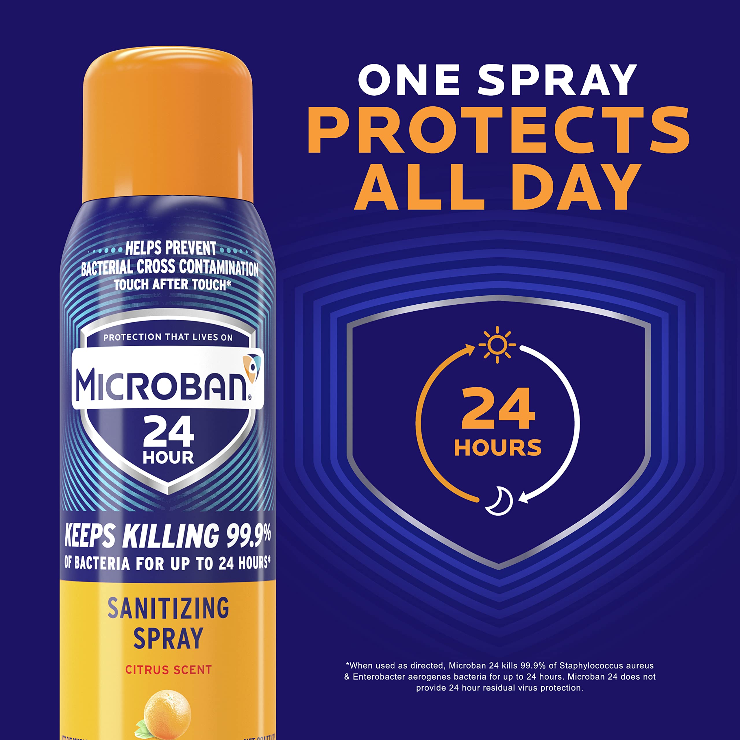 MICROBAN 24 Hour Disinfectant Sanitizing Spray, Citrus Scent, 15oz