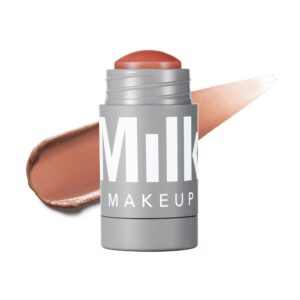 milk makeup lip + cheek, enigma (rosy beige) - 0.21 fl oz - cream blush & lip color - buildable & blendable - 1,000+ swipes per stick - non-comedogenic - vegan, cruelty free