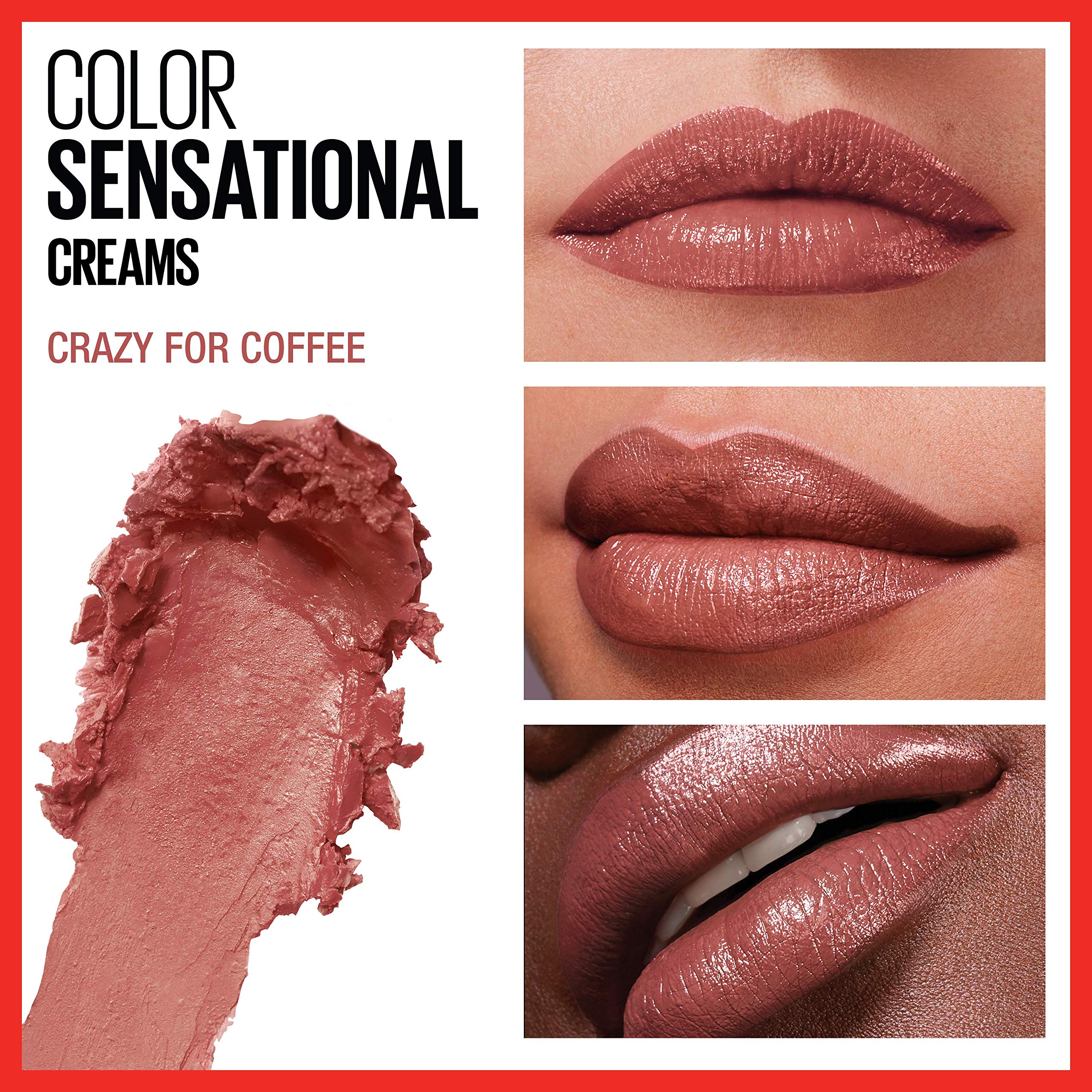 Maybelline Color Sensational Lipstick, Lip Makeup, Cream Finish, Hydrating Lipstick, Crazy for Coffee, Nude Pink ,1 Count