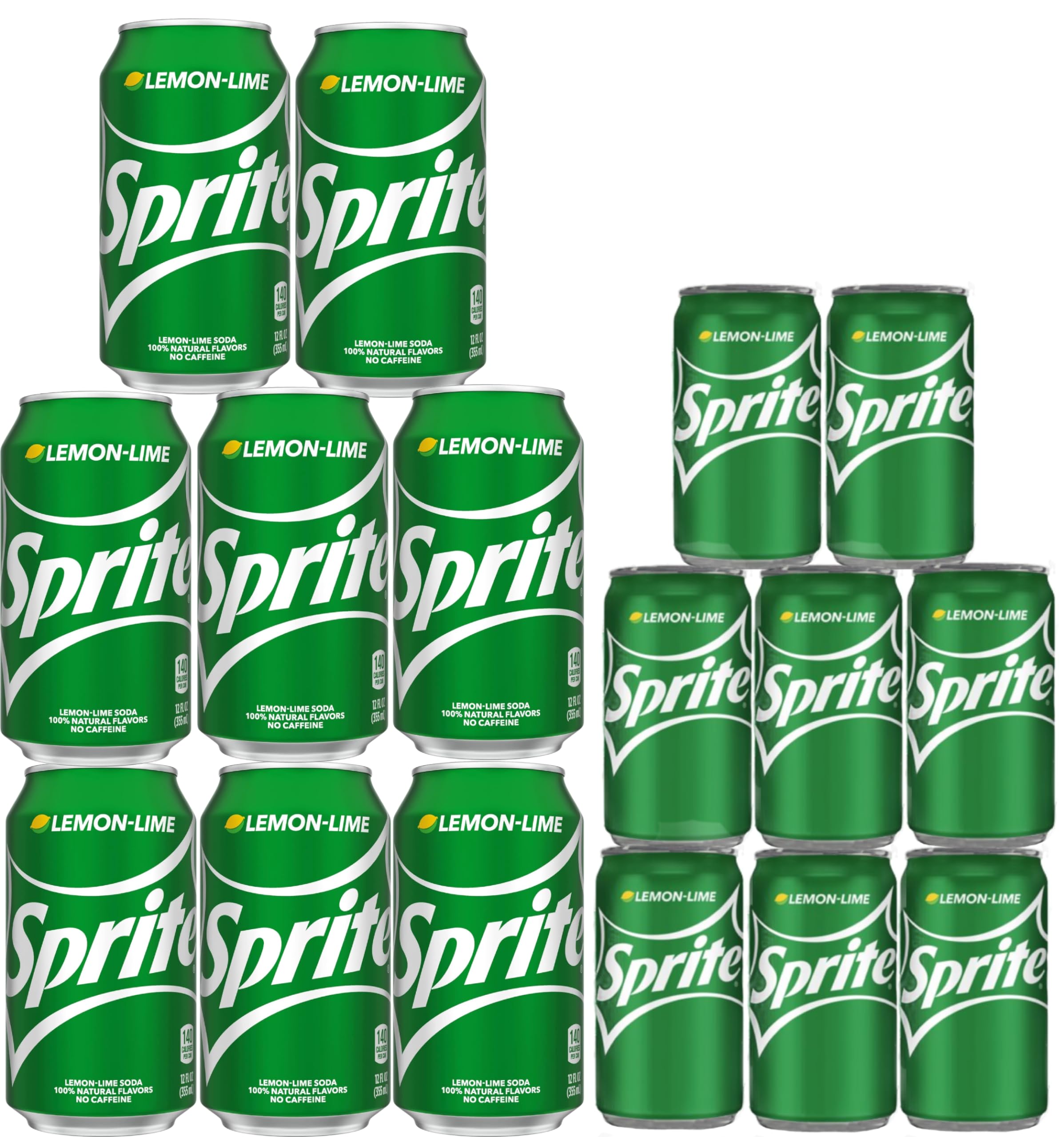 Murai - (Pack of 16) Sprite | 8 Regular 12oz Cans & 8 7.5oz. Mini Cans | Bundle Mixed Sized Variety Pack | Soft Drink Assortment of Beverages