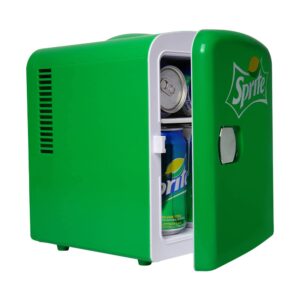 Coca-Cola Sprite 4L Portable Cooler/Warmer, Compact Personal Travel Fridge for Snacks Lunch Drinks Cosmetics, Includes 12V and AC Cords,Desk Accessory for Home Office Dorm Travel, Green