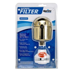 sprite showers ho2-gd high output 2 universal shower filter, gold