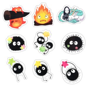 pounchi soot sprites fridge magnet (9 pack) anime magnet bumper office cabinets decoration fridge metal magnet flexible reusable magnetic vinyl