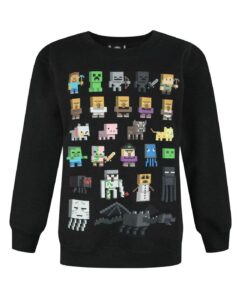 minecraft boys jumper kids sprites creeper pig black sweatshirt sweater 9-10 years