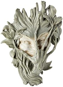 design toscano bashful wood sprite tree face mystic decor wall sculpture, 9" wx5 dx13 h, two tone stone