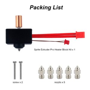 Sprite Extruder Pro Upgrade Heater Block Kit 300℃ High Temperature Chrome Copper Titanium Heatbreak Plated Copper Nozzle for Creality Ender 3 S1/Ender3 S1 Pro/CR10 Smart Pro,Sermoon V1 3D Printer