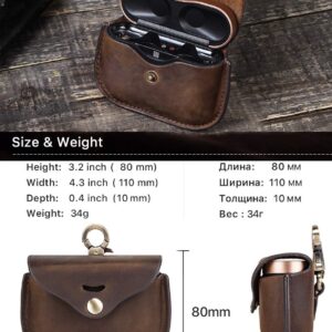 for wf-1000xm3 Case, Personalized wf-1000xm3 Leather case with Carabiner, Genuine Leather Protective Case Cover Shockproof for So-ny WF-1000xm3 Case Wireless Charging Case (Blank, Coffee)