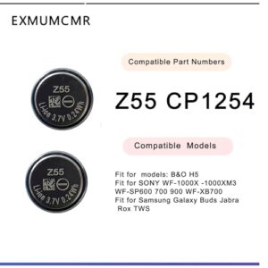 EXMUMCMR 2 Pack CP1254 Z55 Battery,Compatible with Sony Headset Battery for WF-1000XM3 Wf1000X XM3 SP600 700 900 Battery Jabra Rox BandO H5 E6 Galaxy Buds Bluetooth Headset Battery+TOOLS