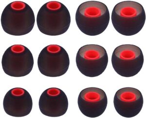 jnsa 6 pairs silicone ear tips ear gels ear pads compatible with sony wf-1000xm4 wf-1000xm3, mdr series, xba series earphones and other inner diameter 3.8mm - 4.2mm headphones, 3 size, black-red，sml