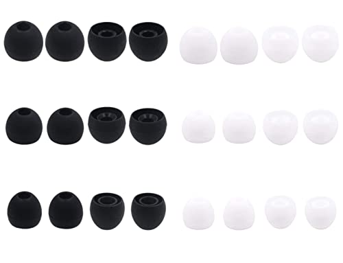 BLLQ Silicone Earbud Tips Earbuds Replacement Tips Ear Tips Eartips Compatible with Sony Headphones WF-1000XM4 WF-1000XM3 WF-SP900 WF-SP800N XBA-H1 MDR-XB50AP, etc, S/M/L 12 Pairs, Black and White