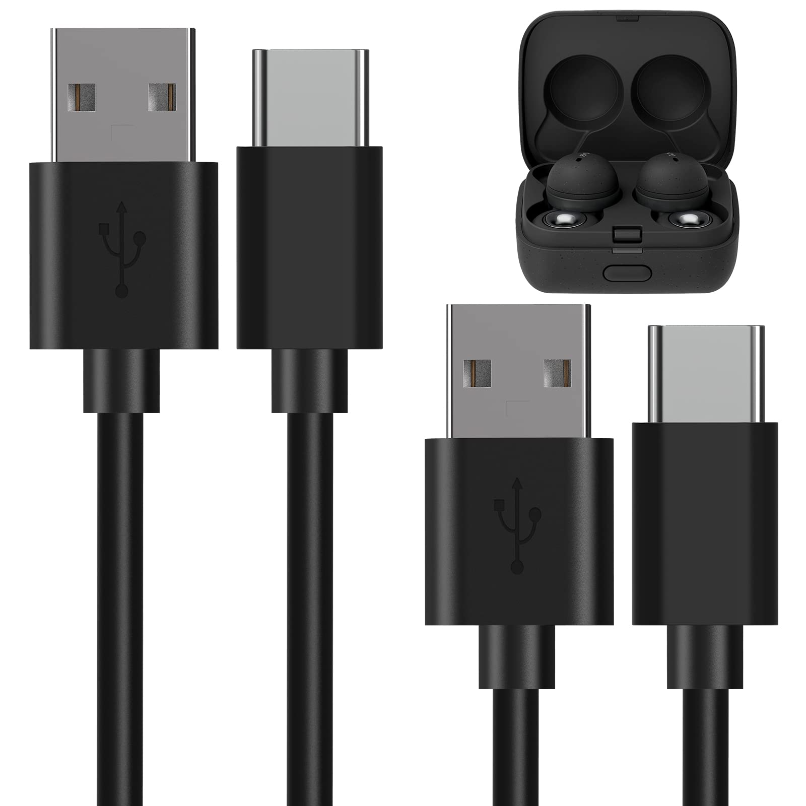 Linkidea Charging Cord Compatible with Sony WH-ULT900N LinkBuds LinkBuds S WF-1000XM5 WF-1000XM4 1000XM3 SP900 INZONE Buds Earbuds, USB to USB-C Replacement Power Charger Cable (4ft/120cm 2 Pack)