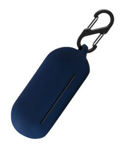 geiomoo silicone carrying case compatible with sony wf-c500, portable scratch shock resistant cover with carabiner (navy blue)