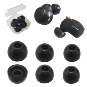 memory foam ear tips for sony linkbuds s/wf-c500 wf-c700n replacement tips for sony earbuds wf-1000xm4/wf-1000xm3 linkbuds s fit charging case 3 pairs lms black