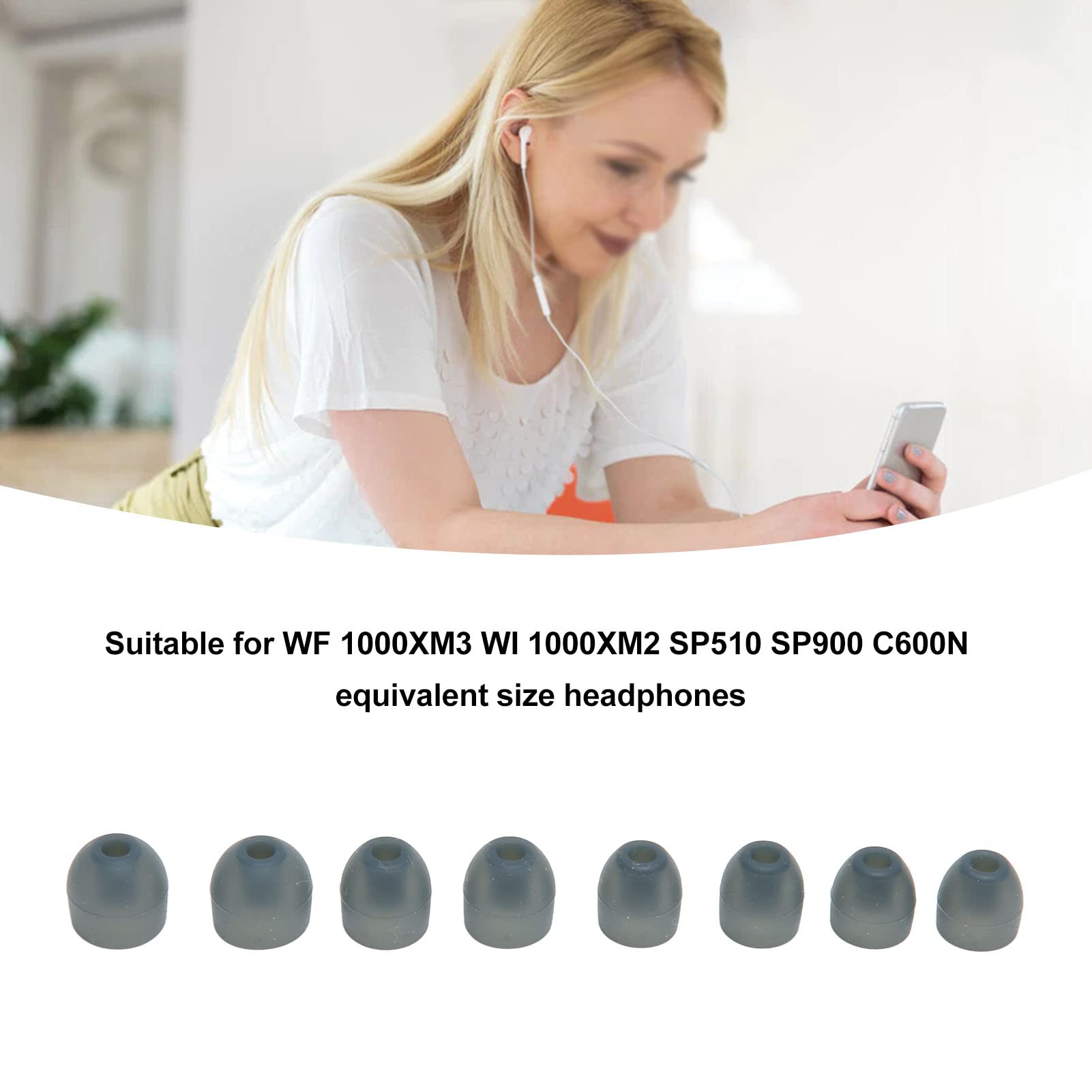 Replacement Noise Reducing Earbud Tips for Sony WF 1000XM3 WI 1000XM2 SP510 SP900 C600N, 8PCS Ergonomic Memory Foam Ear Tips Noise Canceling Foam Ear Tips