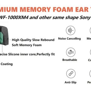 BLLQ Memory Foam Earbud Tips Compatible with Sony Earphones WF 1000XM4 Earbuds, Replacement Foam Ear Tips for 1000XM3 / WF-C500 / LinkBuds S, Fit in Charge Case, Medium Size 3 Pairs, xm4fmb Black M