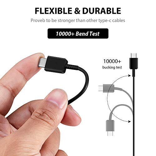 Works by Tek Styz PRO USB Type-C Charger Compatible with Your Sony WF-1000XM3 Provides Fast Charging at 5Amps/100 Watt Capacity (Black 1M)