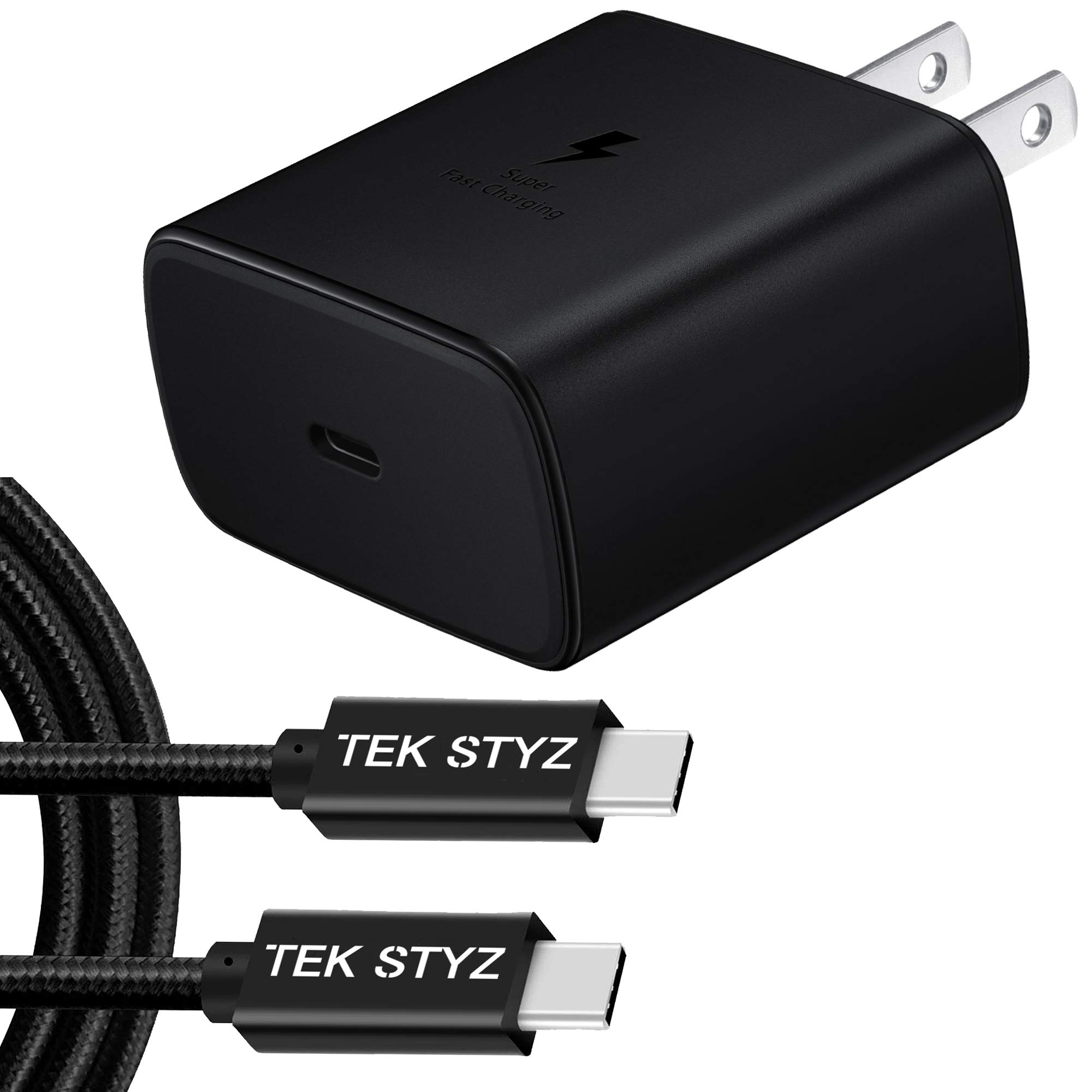 Tek Styz PRO 45W Charge Kit Compatible with Your Sony WF-1000XM3 with Fast/Quick Charge 3 Plus Hi-Power 100W PD/USB-C 4ft Cable! (Black)