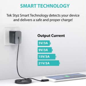 Tek Styz PRO 45W Charge Kit Compatible with Your Sony WF-1000XM3 with Fast/Quick Charge 3 Plus Hi-Power 100W PD/USB-C 4ft Cable! (Black)