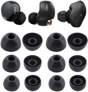 replacement ear tips compatible with sony wf 1000xm5 / 1000xm4 / c700n earbuds, silicone ear buds ear cap ear plug eartips replacement for sony earbuds,s/m/l 3 size 6 pairs,black 713