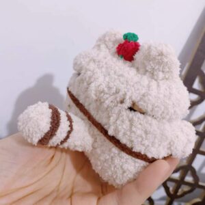 Cute Hand Made Knit Fur Fluffy Raccoon Case Animal Plush Doll Carrying Protect Case Cover Compatible with Sony WF-1000XM3 Wireless Earbud Cartoon Headphones Cover Girls Boys Best Gift