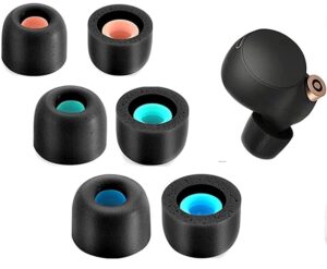 zotech 6 pieces replacement memory foam ear tips for sony wf-1000xm4 / wf-1000xm3 (s/m/l, black)