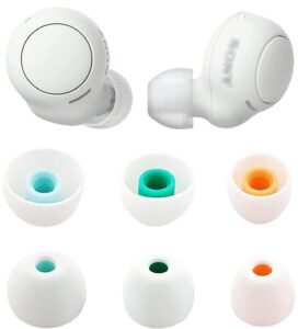 alxcd eartips compatible sony wi-xb400 wf-c500 earbuds, s/m/l 3 pairs soft silicone ear tips replacement earbuds tips, compatible with sony wi-xb400 wf-c500, sml white