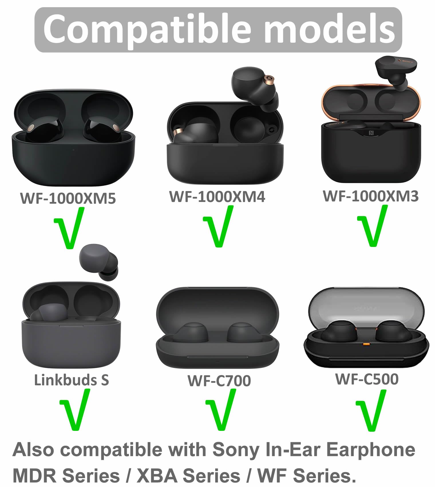 IiEXCEL WF-1000XM4 Replacement Eartips Earbuds, 3 Pairs Ear Tips Gel Buds Small Size Flexible Soft Silicone Rubber Skin Accessories Compatible with So ny WF-1000XM4 - Black Small