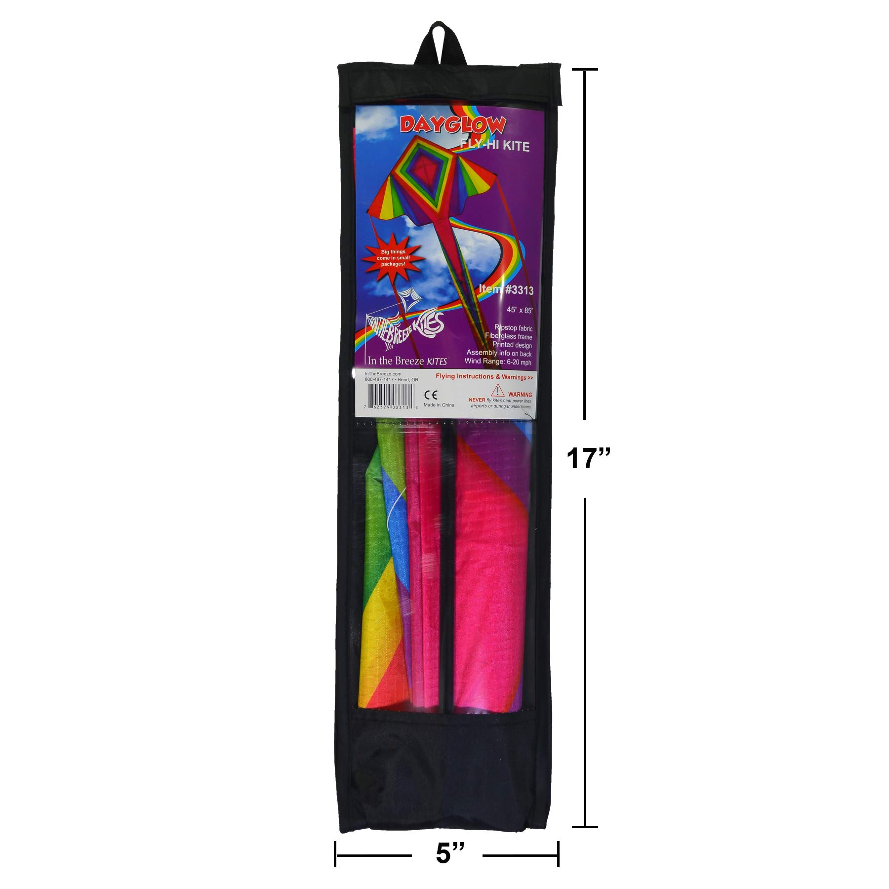 In the Breeze 3313-45 Inch Dayglow Fly-Hi Kite - Fun, Easy Flying Kite